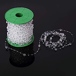 200 Feet Roll Clear Crystal Acrylic Party Garland Centerpiece Bridal Bouquet Decoration/Crystal Acrylic Bead Garland Wedding Centerpiece Floral Crafting DIY Accessory