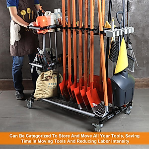 JGLDG Ultimate Yard Tool Storage Rack with Rolling Casters – Organize All Your Garden Tools Effortlessly