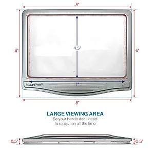 MagniPros 3X Large Ultra Bright LED Page Magnifier with Anti-Glare Dimmable LEDs(Evenly Lit Viewing Area & Relieve Eye Strain)-Ideal for Reading Small Prints & Low Vision