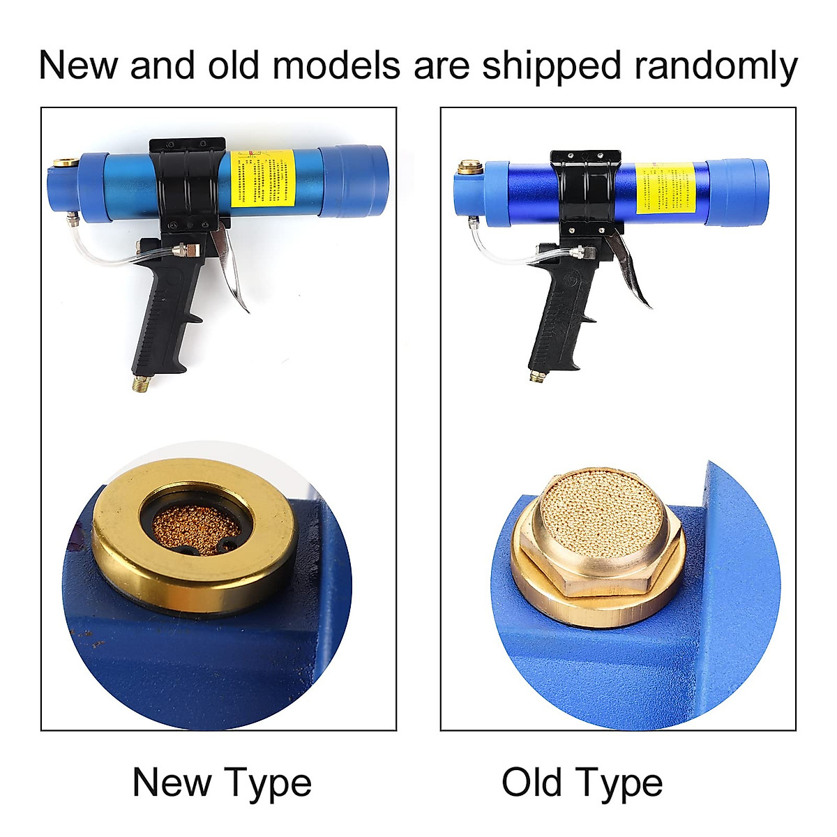Yuecoom Seam Sealer Gun, Pneumatic Glass Glue Sealant Caulking Gun, Adjustable Silicone Gun 310ML with Spray Adhesive Blown Film Extended Nozzle Cartridge Air Gun