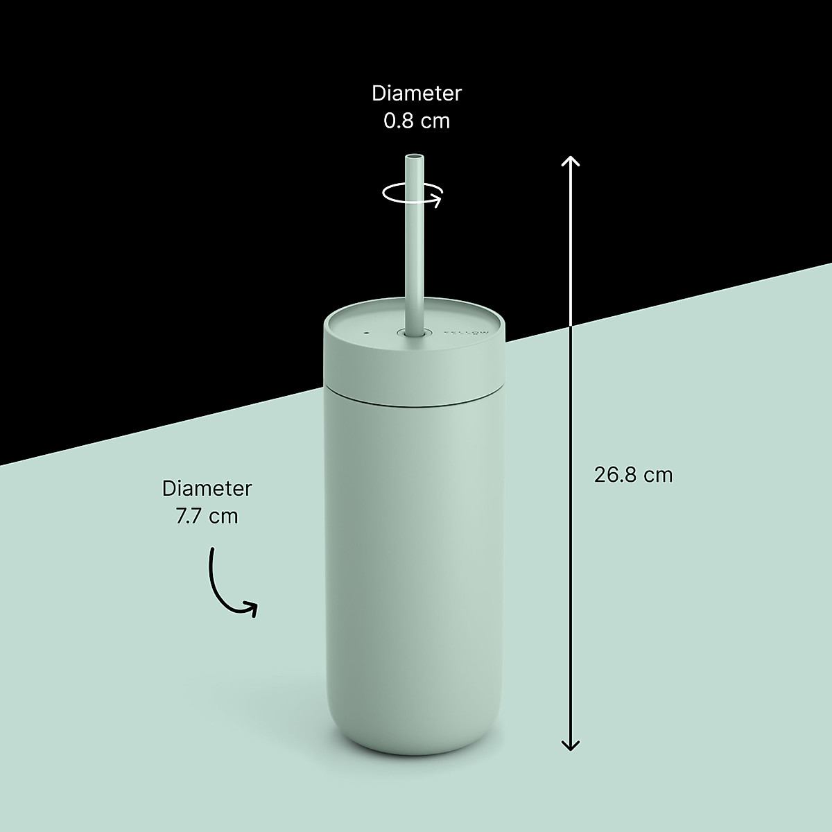 Fellow 20 oz Carter Cold Water Bottle for Water, Iced Tea, Coffee, Smoothies, Iced Coffee & more - Stainless Steel Vacuum-Insulated Iced Coffee tumbler with Spill Resistant lid and straw - Mint Chip