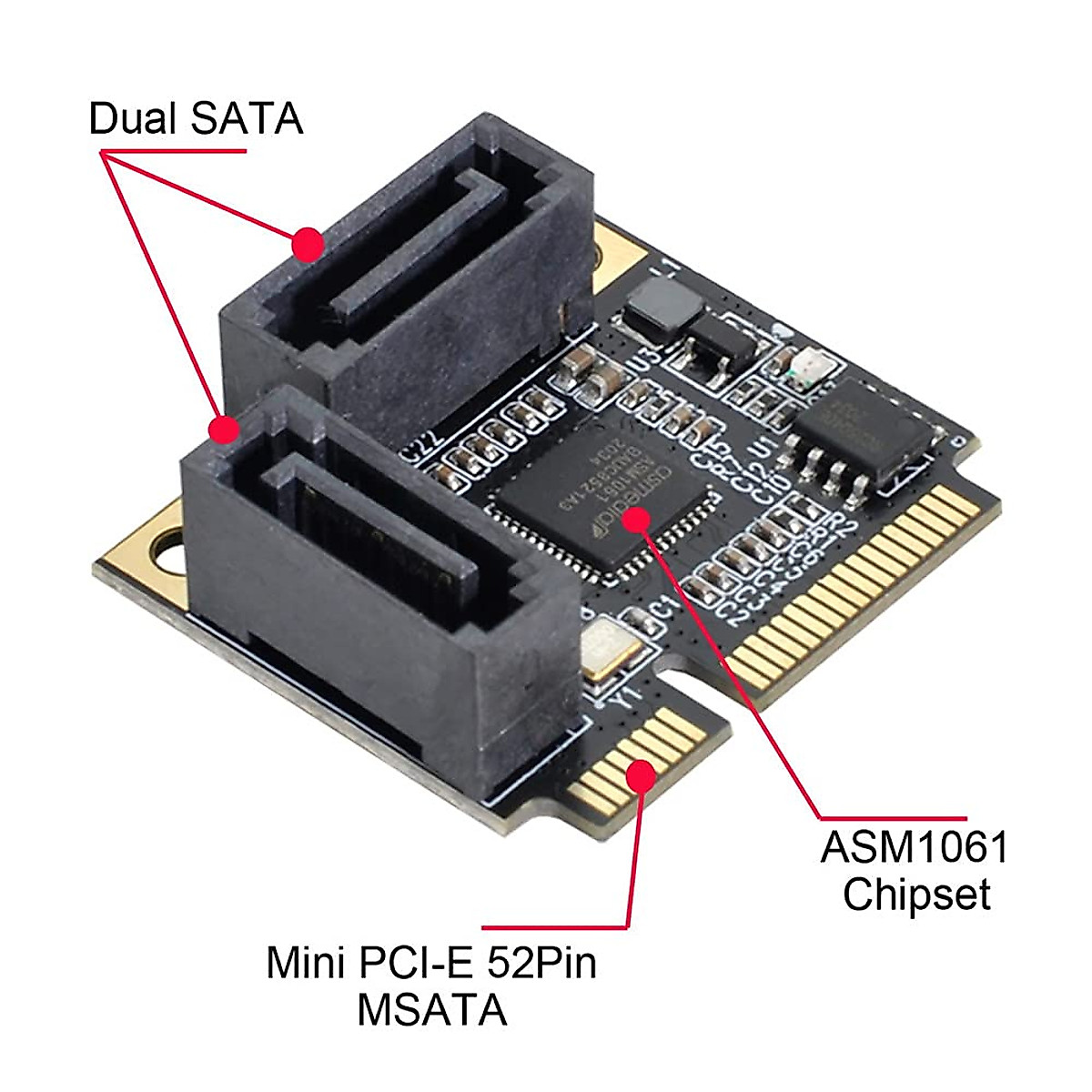 xiwai Mini PCI-E PCI Express to SATA 3.0 Dual Ports Adapter Converter Hard Drive Extension Card