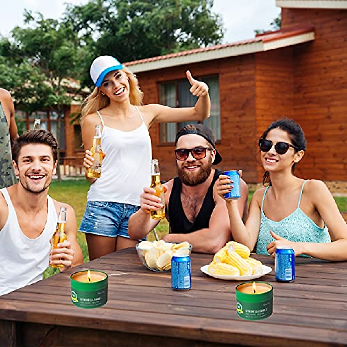 LucaSng Citronella Candles Outdoor Indoor 4.4 OZ 6 Pack 150 Hours Outside for Party Hiking Camping Patio BBQ Deck Lanai Garden Yard Home Balcony