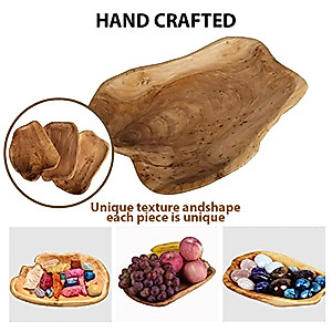 Hurricom Root Wood Dish,Vintage Ring Dish Hand Carved Artworks - 11-12 inch,Oval Shape Party Platter and Tray for Sandwich Bread Serving, Appetizer Display,