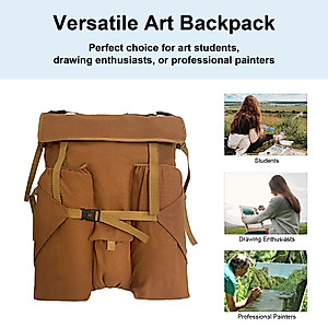 JJRING Heavy Duty Plein Air Artist Backpack with Handheld Strap, Art Supply Tote Bag for Carrying 18x24 Artwork, Drawing Boards (Brown)