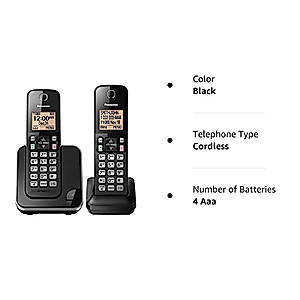 Panasonic KX-TGC352B / KX-TGC382B Dect 6.0 2-Handset Landline Telephone (Renewed)