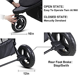Scozer Stroller with Dining Plate and Cup Holder Big Storage Basket,Adjustable Awning, Variable Seat and Recliner Lightweight Baby Jogger Travel System,Black