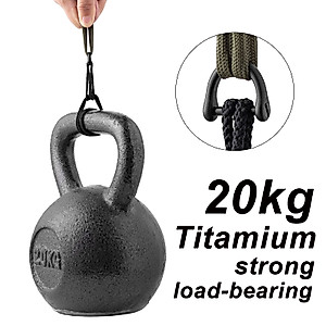 FEGVE Small Titanium D Ring with 1 Pcs Side-Pushing Titanium Key Ring,Car Fob Keychain Holder - （1/2 Inch/12mm D-Ring+22mm Keyring）