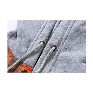 SCODI Mens Flannel Hoodie Shirt Casual Button Down Plaid Jacket Shirts Stylish Long Sleeve Shirts with Pocket Orange X-Large