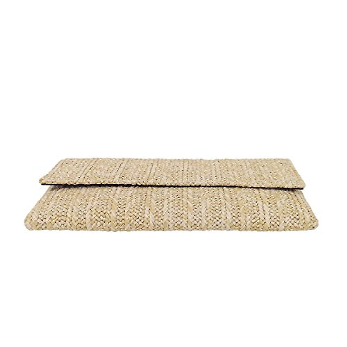 JNB Natural Straw Flat Clutch, Natural Medium