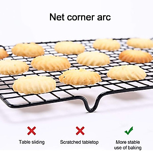 Lamoutor 2Pcs Metal Kitchen Baking Cooling Rack Square Wire Cooling Rack for Cake and Meat 10 x 11 inches (Black)