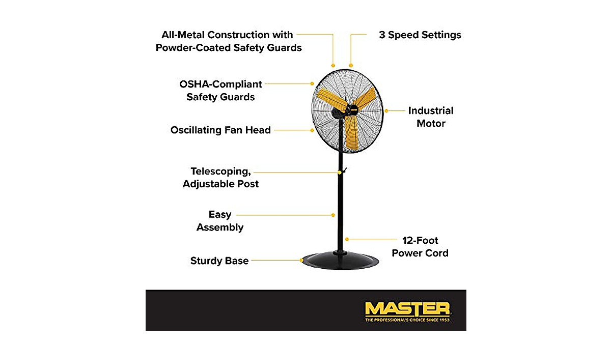 Master 24" Oscillating Industrial Fan – High Velocity Cooling