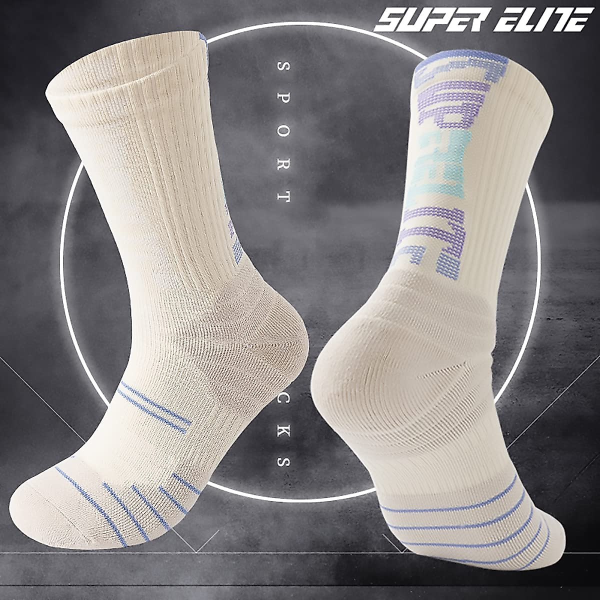 YQHMT Athletic Crew Socks Performance Thick Cushioned Sport Basketball Running Training Compression Socks for Men & Women