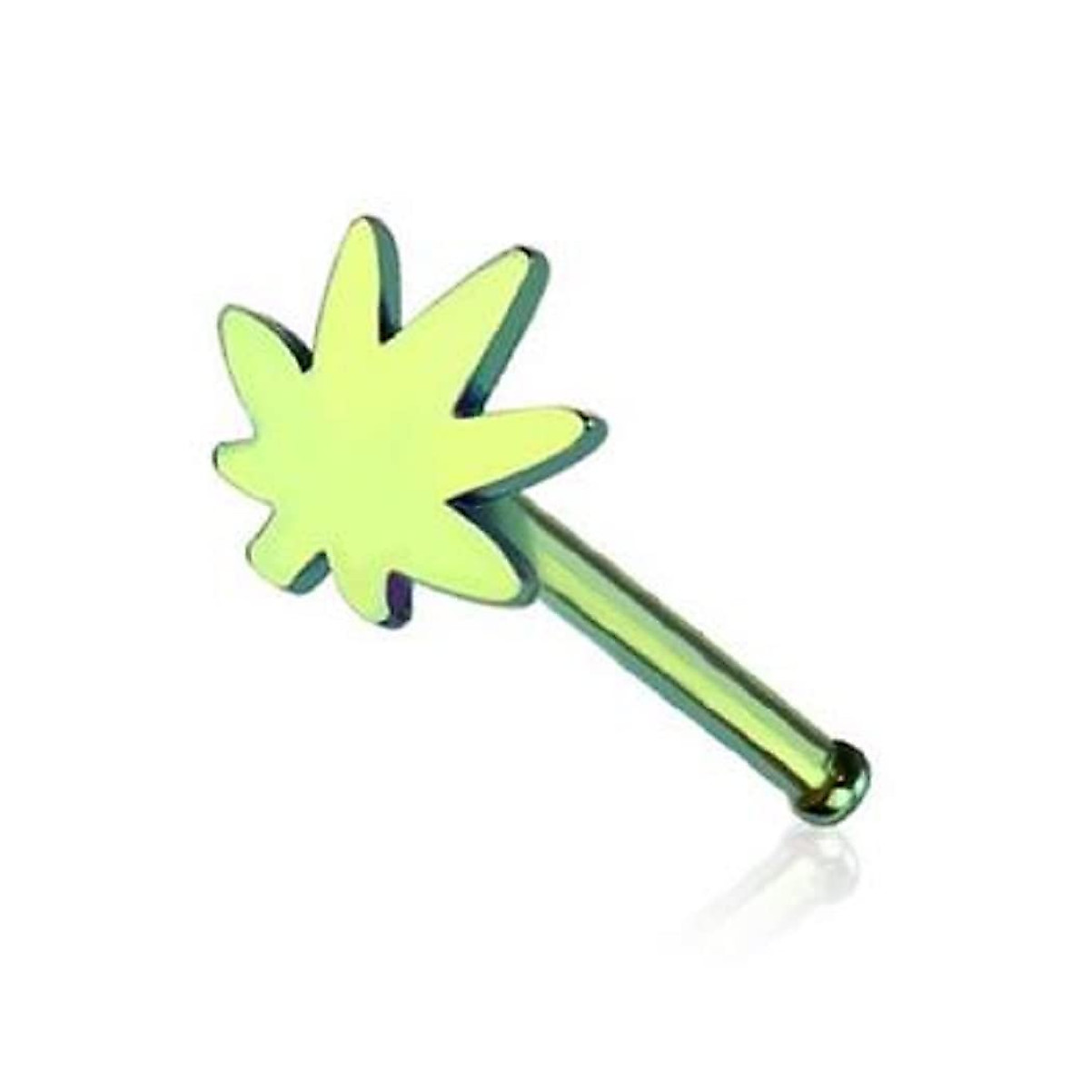 Body Accentz Nose Ring Stud Cannabis Marijuana Pot Leaf Shape 316L Surgical Steel bone