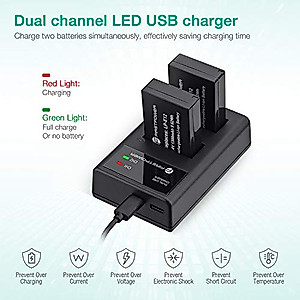 FirstPower 2-Pack LP-E12 Batteries and USB Dual Battery Charger Compatible with Canon EOS M, M2, M10, M50, M50 Mark II, M100, M200, Rebel SL1, PowerShot SX70 HS Digital Cameras