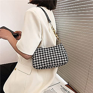 Shoulder Bags Retro Classic Clutch Shoulder Tote Handbag with Zipper Closure for Women (Houndstooth, One Size)