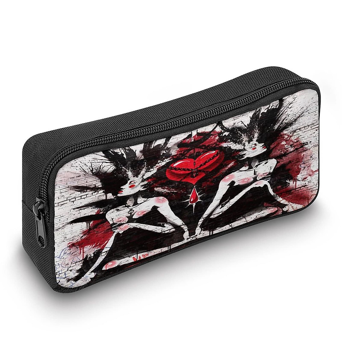 Graffiti on A Brick Wall Two Women Pencil Case Pencil Pouch Coin Pouch Cosmetic Bag Office Stationery Organizer