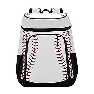xigua Sport Stripe Baseball Cooler Backpack Leakproof Large Capacity Insulated Backpack Cooler Bag Lunch Bag for Work/Hiking/Camping/Beach/Fishing