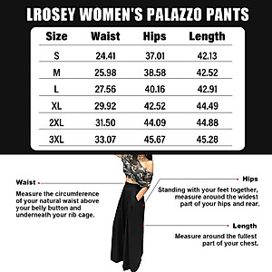 LROSEY Women's Stretchy Solid Color High Waisted Wide Leg Palazzo Pants with Pockets Green