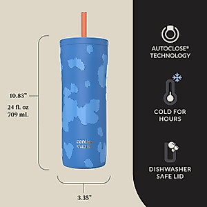 Contigo x Ally Love Steel Insulated Tumbler w/Straw, Autoclose Technology, Easy Clean Lid & Straw, Leak-proof Drinking, Keeps Drinks Cold for 20 hours, BPA Free, 24oz., Streeterville 2.0, Stellar Jay