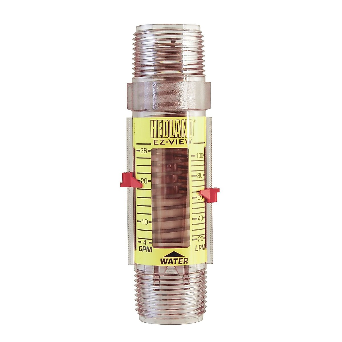 Hedland H621-028 EZ-View Flowmeter, Polysulfone, For Use With Water, 4.0 - 28 gpm Flow Range, 1" NPT Male