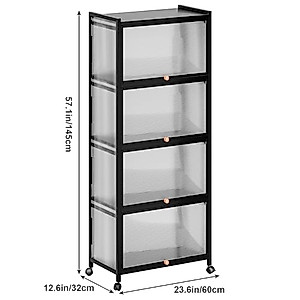 Worparsen Kitchen Storage Cabinets,5 Tiers Pantry Storage Cabinet, Kitchen Bakers Rack with Visible Doors, Microwave Storage Rack, Large Kitchen Cabinet for Dishes, Pots and Pans Black