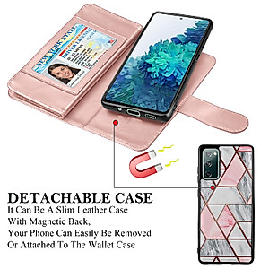 Takfox Galaxy S20 FE 5G Case, for Samsung S20 Fan Edition / S20 FE 5G Wallet Case, with Credit Card Holder Slots Folio Flip PU Leather [Kickstand] Detachable Magnetic Hard Phone Case & Strap-Marble