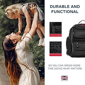 Bag Nation Diaper Bag Backpack | Large Capacity Unisex Baby Bag with Stroller Straps, Changing Pad and Sundry Bag - Holds All Your Baby’s Essentials - Baby Shower Bundle