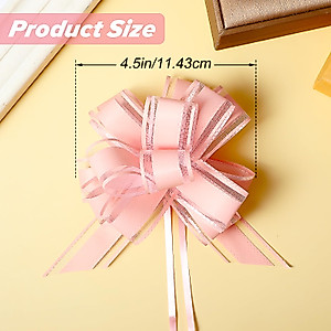 Gjinxi 6 PCS Large Pull Bows Gift Wrap Pull Bows 6 Inches Wedding Ribbon Bows Chiffon Pink Flower Boxes Decoration Bouquets Present Supplies Fit Hairstyle Crafts DIY Christmas Party Birthday Wedding