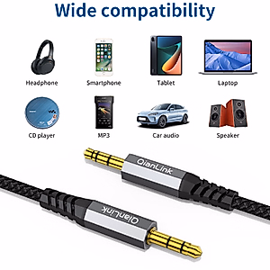 2 Pack AUX Cable,Auxiliary Cable（3.3ft/1m, Hi-Fi Sound）3.5mm TRS Auxiliary Audio Cable Nylon Braided Aux Cord Compatible with Car,Home Stereos,Speaker,iPod iPad,Headphones,Sony,Echo Dot,Beats (Grey)