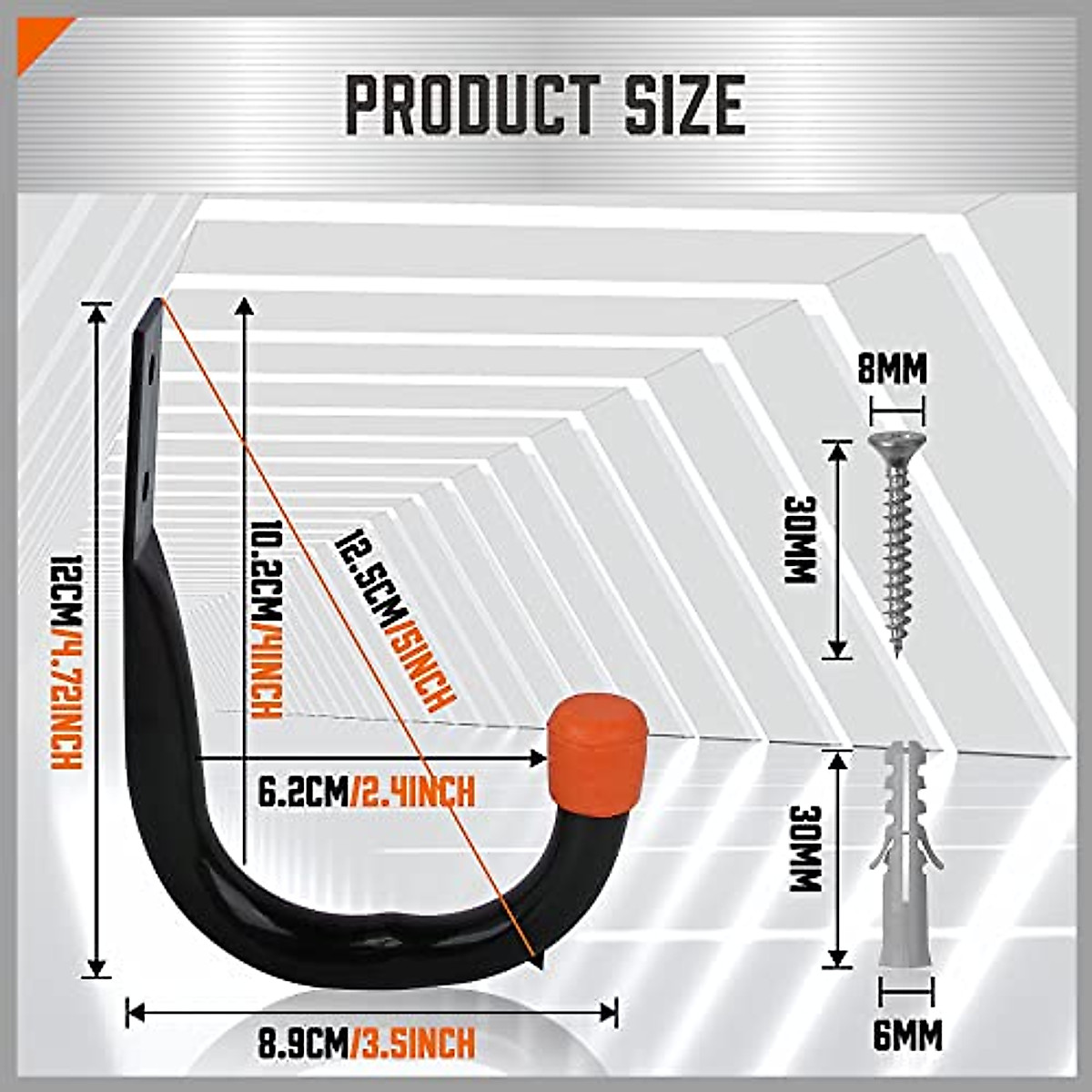 HORUSDY 6 Pack Garage Hooks, Utility Hooks, Garage Hooks Heavy Duty Wall Hooks