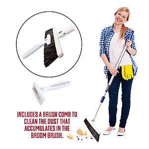 Candor Rotatable Push Broom | 63 Inch Long Lightweight Flexible Cleaning Brush Swiftly Glides Under Beds, Tables, Sofas, Ovens | Also Includes A Handy Brush to Clean The Broom | 18 Inch Head