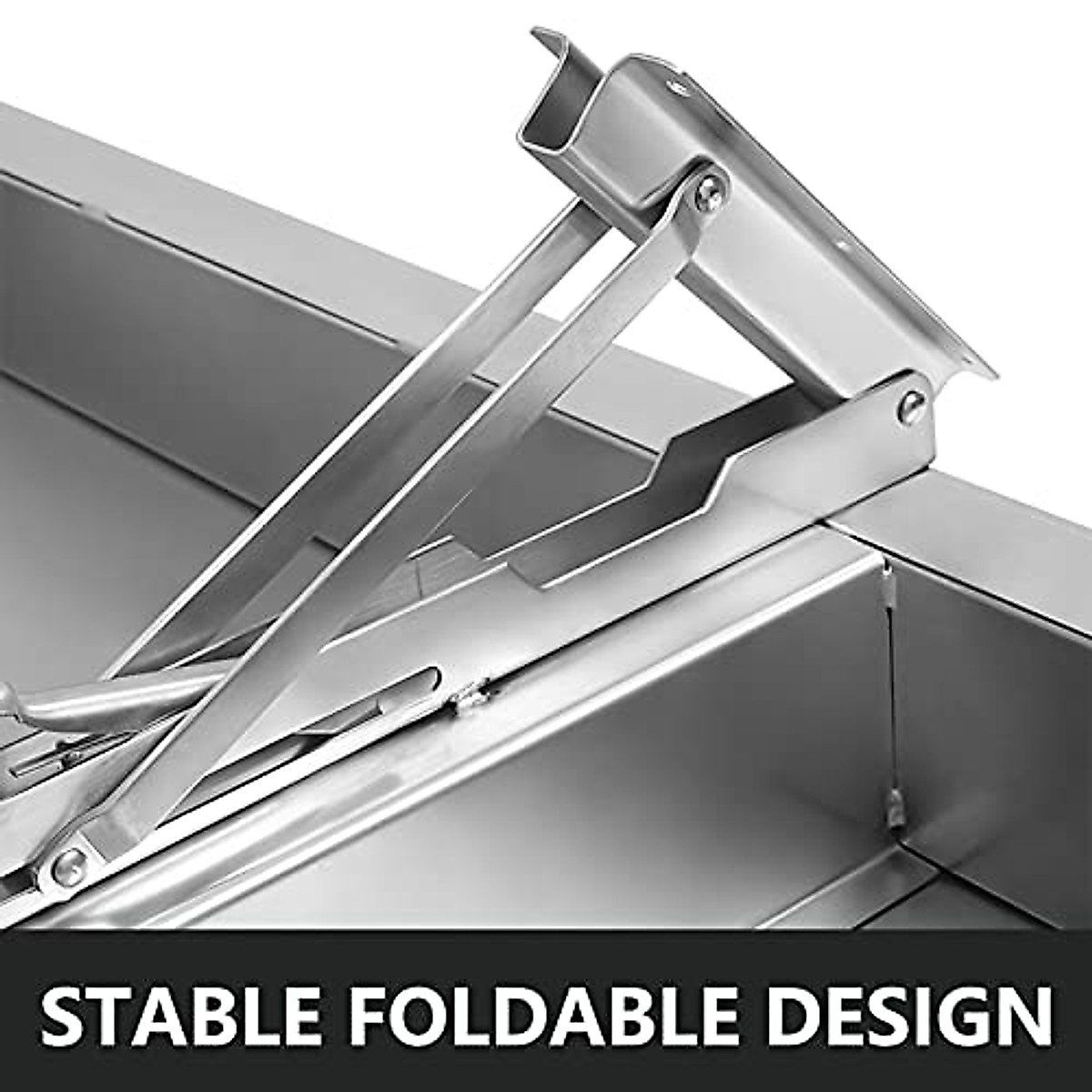 4FT Stainless Steel Shelf Folding Concession Shelf Frame Aluminum Alloy Surface Board for Food Serving Window Restaurants Commercial Home(44" L x 12" W)