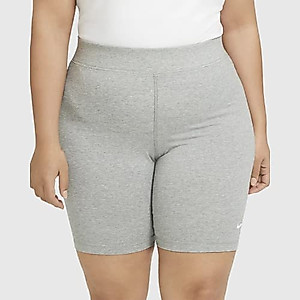 Nike Women's Sportswear Essential Mid-Rise Bike Shorts (Plus Size), Dark Grey Heather/White, 1X