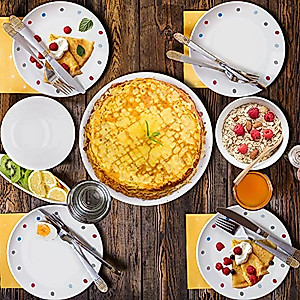 18-Piece Kitchen Dinnerware Set, MEKY Colorful Polka Dots Glassware Plates, Dishes, Bowls, Service for 6, Crack Resistant Dish Set