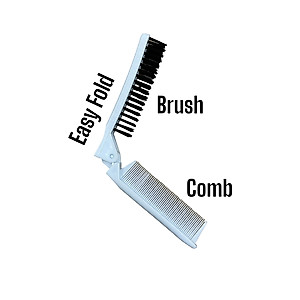 Folding Compact Travel Pocket HAIR BRUSH/COMB, 1 Red 1 White by Le Salon