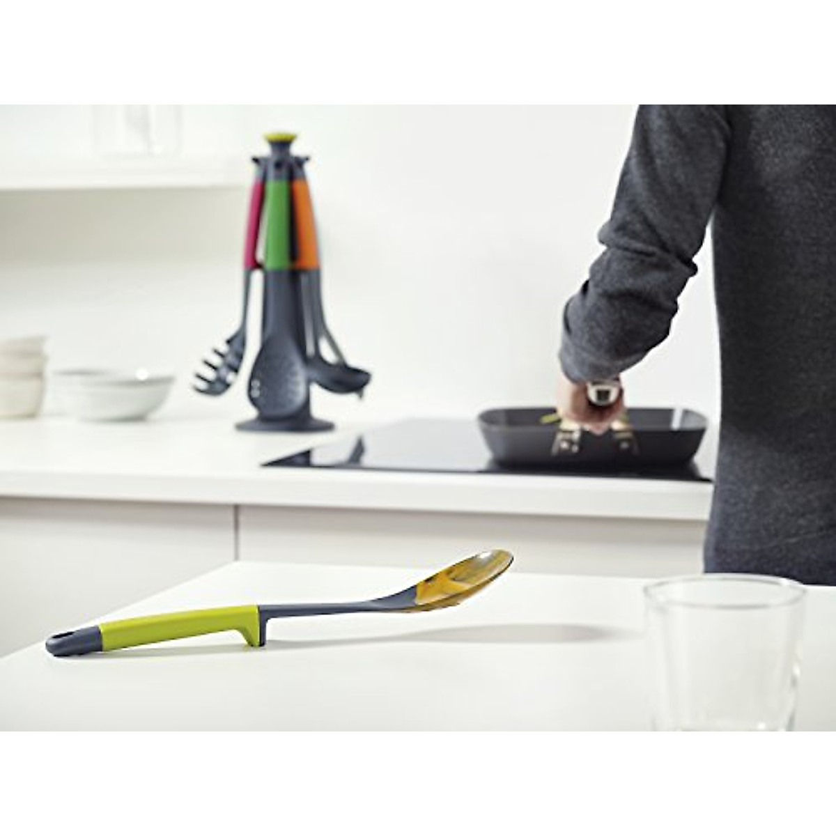 Joseph Joseph Elevate Carousel Nylon Kitchen Utensil Set with Rotating Storage Stand, 6-Piece, Rainbow