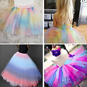 RIBBOOO Rainbow Tulle Rolls 6 Inch x 10yd Snow Powder Gradient Shimmer Spool Ribbon for Table Chair Sash Bow Pet Tutu Skirt Sewing Crafting Fabric Wedding Party Birthday Centerpieces Bouquet Decor