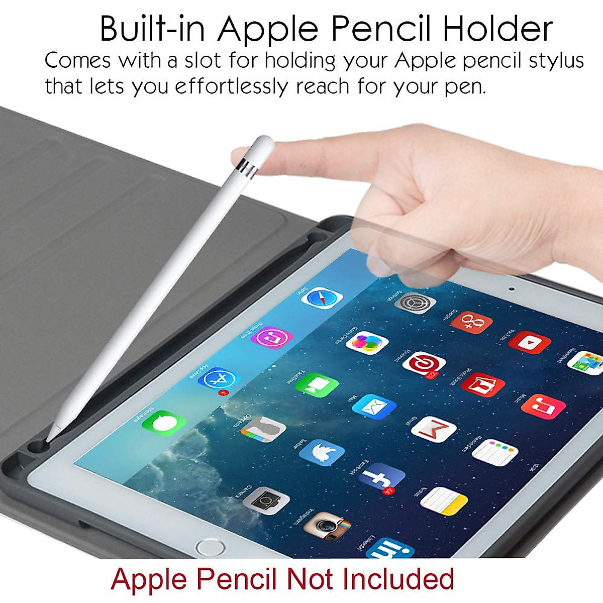 eoso iPad Keyboard Case for iPad Mini 4/iPad Mini 5 iPad Cover with Keyboard Built-in Touchpad & Pencil Holder (Black)