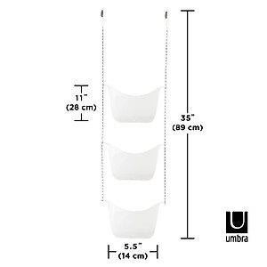 Umbra 022360-670 Bask, White Hanging Shower Caddy, Bathroom Storage and Organizer for Shampoo, Conditioner, Bath Supplies and Accessories, 11-1/4" x 5-1/4" x 36-1/2" h