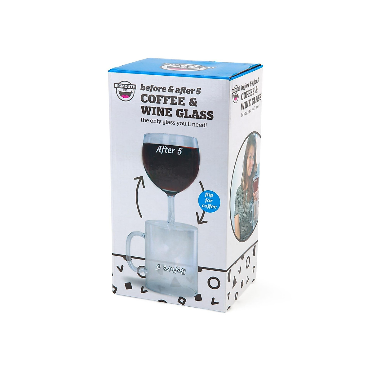 BigMouth Inc. The Before & After 5 Coffee & Wine Glass, 2-In-1 Reversible Novelty Coffee Cup & Wine Glass