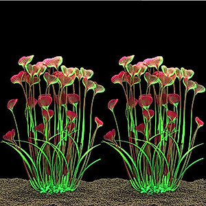 Alegi Aquarium Plastic Plants Large,Artificial Plants Decoration Ornament Fish Tank-16 inch 2Pcs