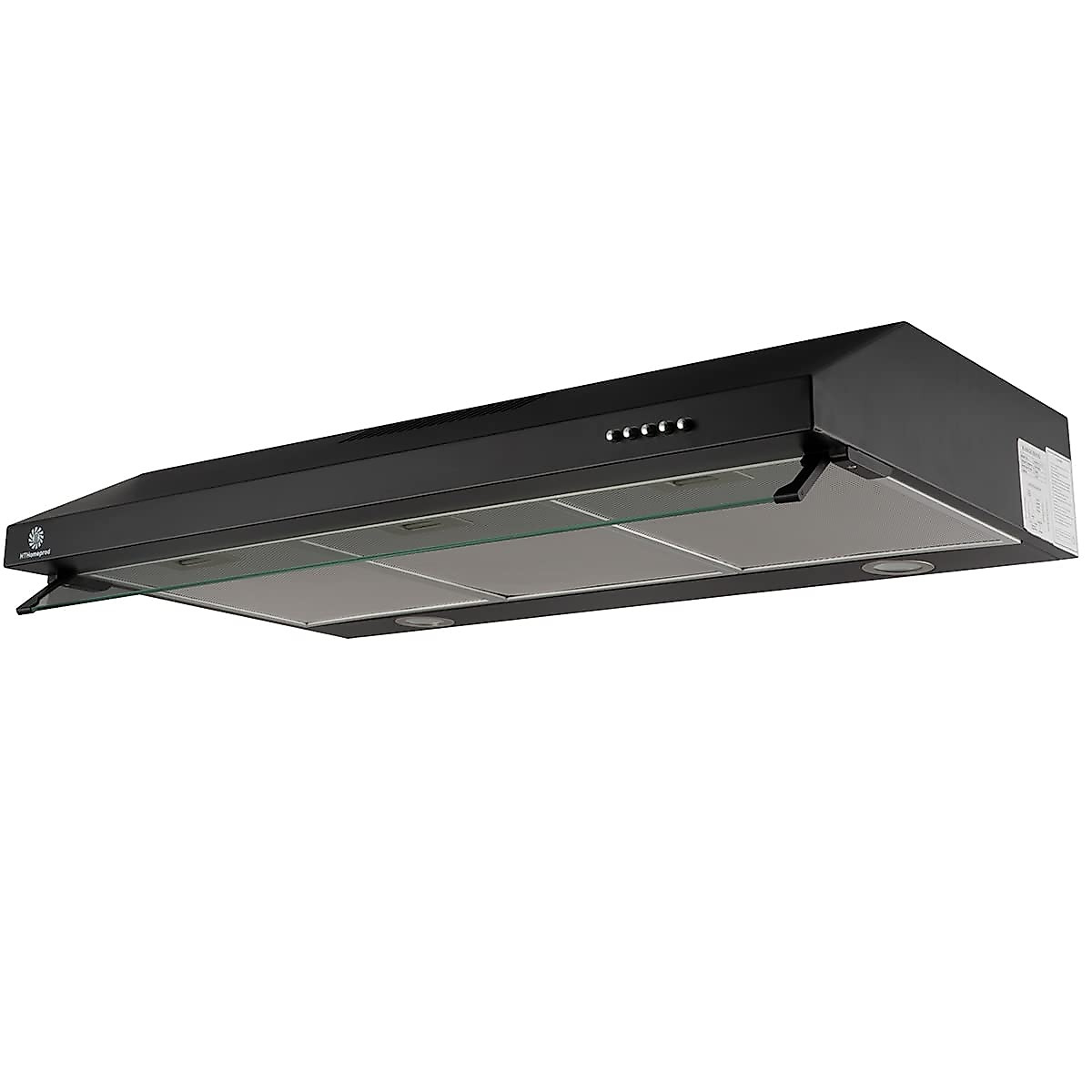 HTH HTHomeprod 36 Inch Under Cabinet Range Hood Stainless Steel Kitchen Stove Vent 3 Speeds Exhaust Fan Black Color