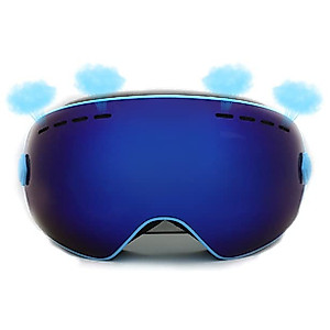 Feilx Ski Goggles, Snow Goggles with High Weave Double Slide Buckle Headband & Ventilation Holes for Men Women (Color : Blue, Size : 22.5 * 9.8cm)