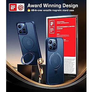 TORRAS Magnetic Ostand for iPhone 14 Pro Max Case [Compatible with Magsafe] with Stand, [Military Grade Drop Protection] Shockproof Translucent Back Slim Protective Phone Case (2022), Blue