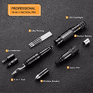 Gifts for Men Boyfriend Dad Husband Son, 10-in-1 Tactical Pen Aluminum Alloy Multitool Pen Survival Gear, Cool Gadgets for Christmas Stocking Stuffers Fathers' Day Anniversary Birthday