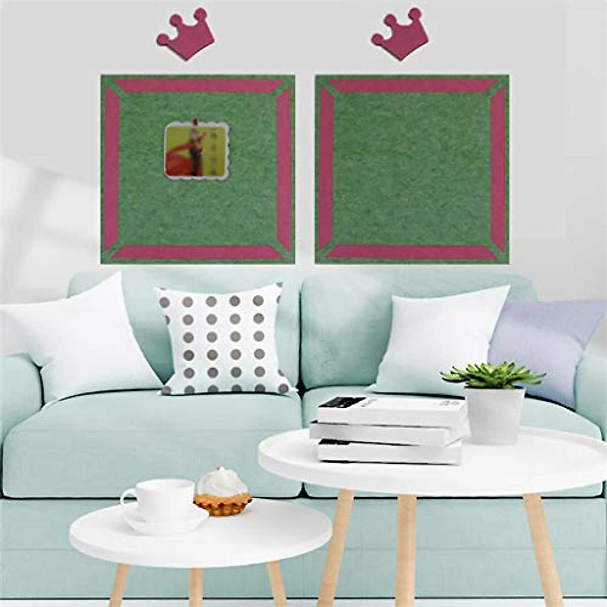Felt Board Layout Notice Board, Crown Message Board, Green Wall Stickers, Kindergarten Works Display Cork Board