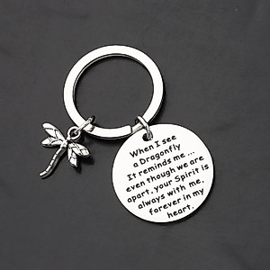 PENQI Dragonfly Jewelry Dragonfly Memorial Gift When I See a Dragonfly It Reminds Me Your Spirit Is Always With Me Keychain Loss of Loved One Gift (Dragonfly Keychain)