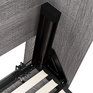 Bestar Pur Queen Murphy Bed and Shelving Unit with Drawers, 90-inch Space-Saving Wall Bed