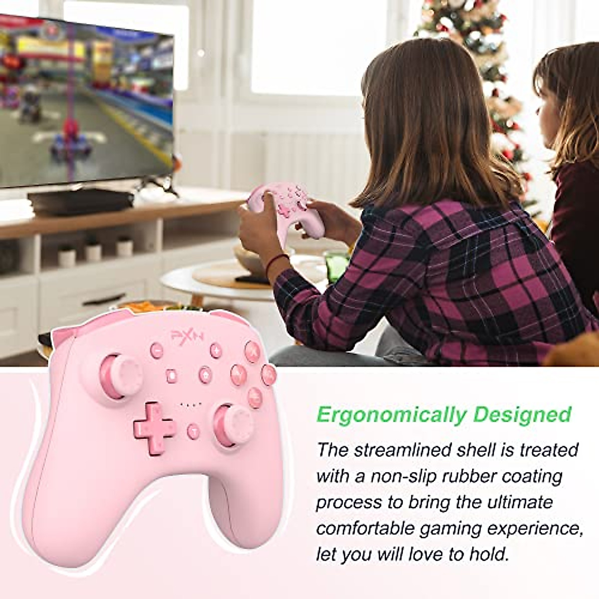 PXN Wireless Switch Controller - is compatible with Switch/Switch Lite/OLED - It is a Switch Controller with features including Turbo, Wake-up, NFC, Motion, and Vibration. (Note: iOS devices with